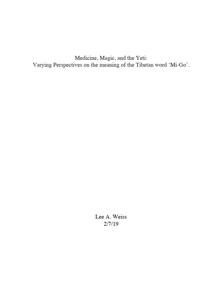 Medicine Magic and The Yeti Varying Pers | PDF | Yeti | Tibetan Buddhism