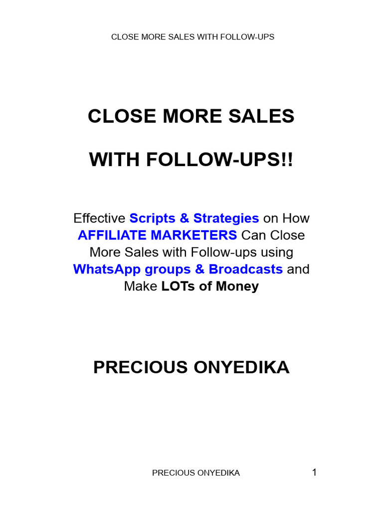 Close More Sales With Follow-Ups | PDF | Sales | Entrepreneurship