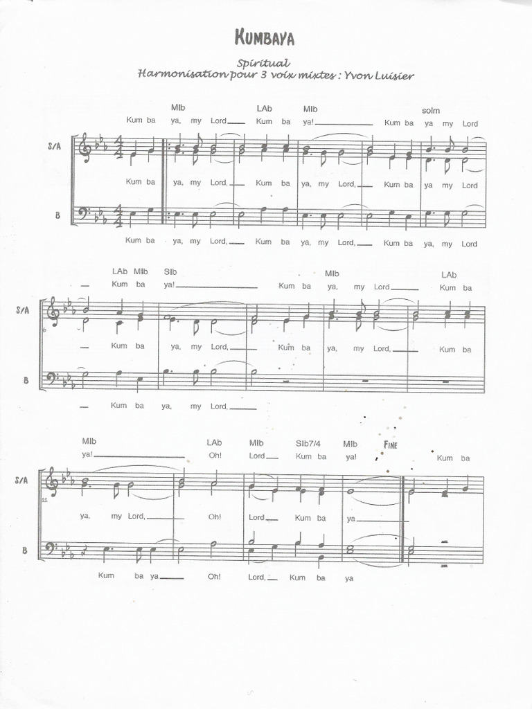 Kumbaya Partition | PDF