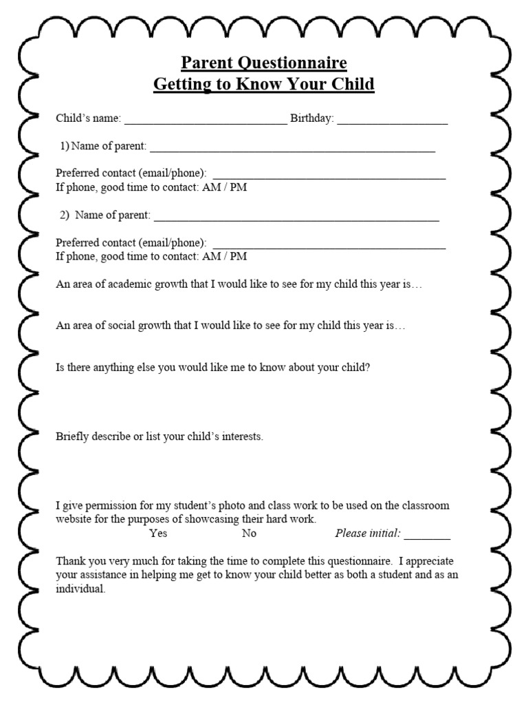 Parent Questionnaire | PDF