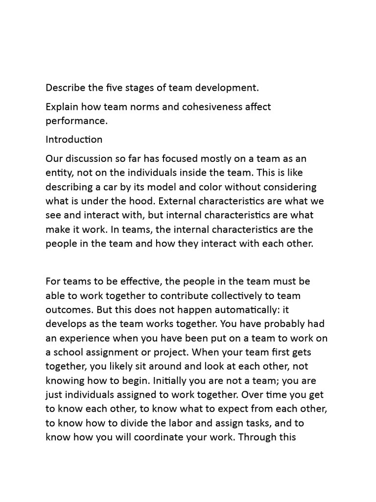 The Five Stages of Team Development | PDF | Applied Psychology ...