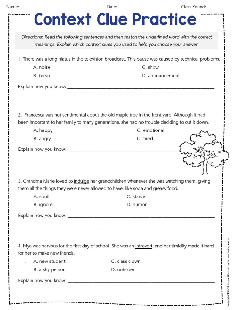 Context Clue Practice | PDF