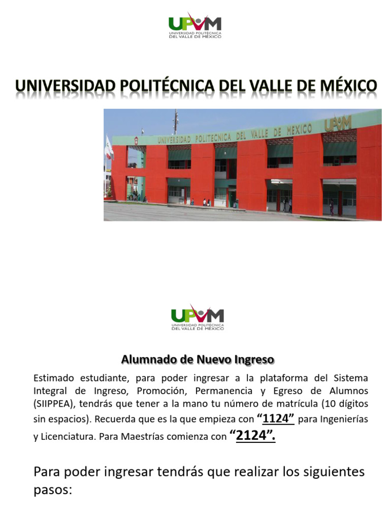 Guía Acceso SIIPPEA UPVM Alumnos Nuevos | PDF