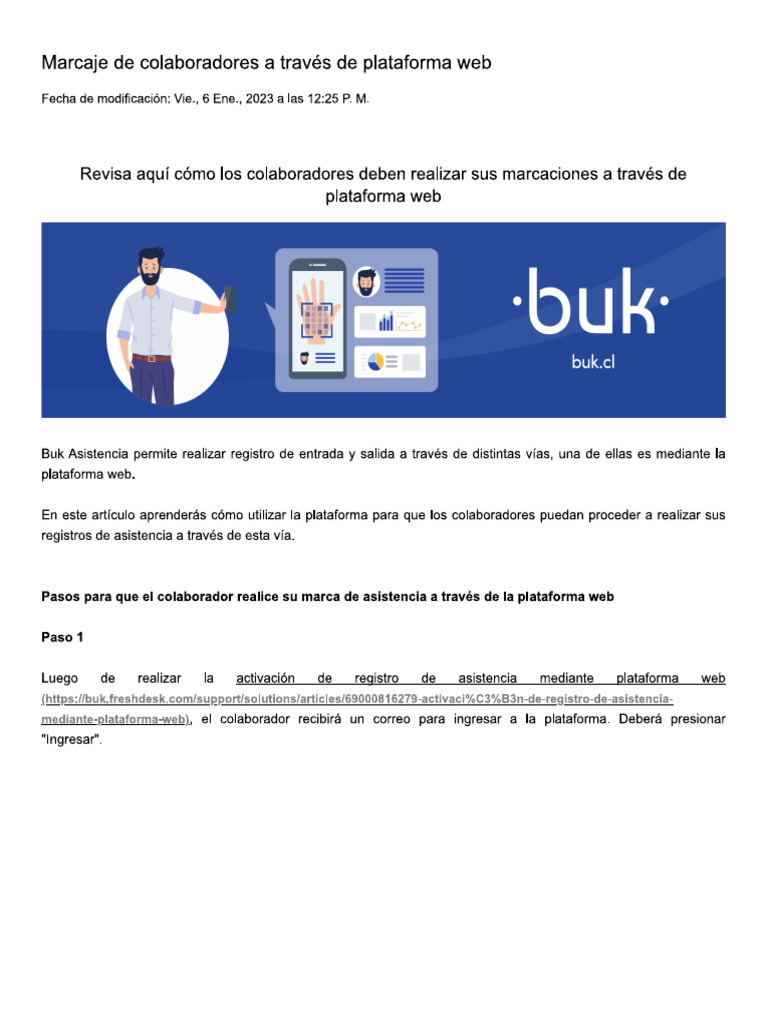 Instructivo Marcaje Web BUK | PDF
