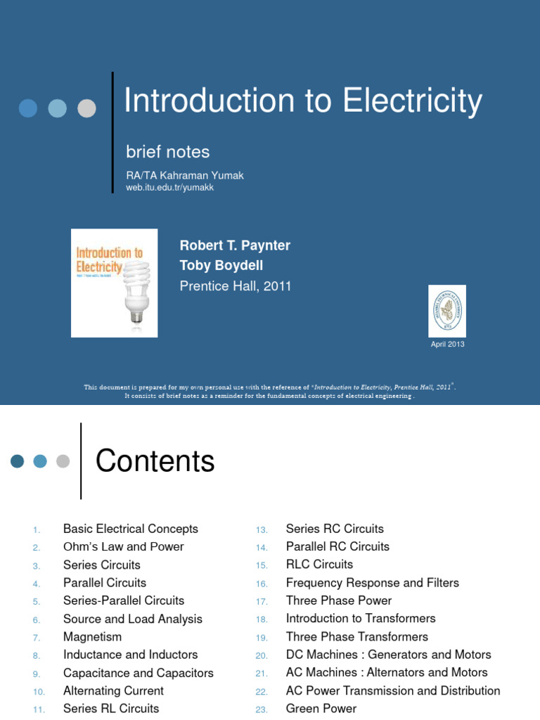Introduction To Electricity Book | PDF | Electric Current | Voltage