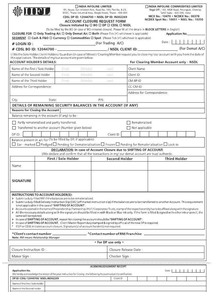 Account Closure Form Final Com | PDF