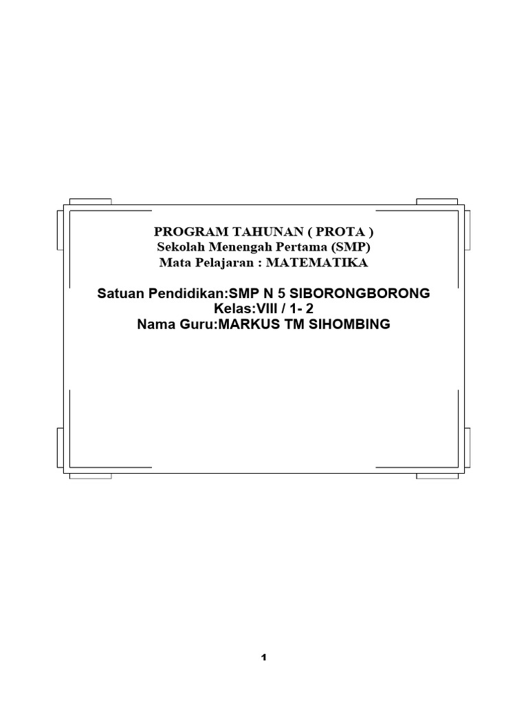 Prota Matematika Kelas VIII SMP N 5 | PDF