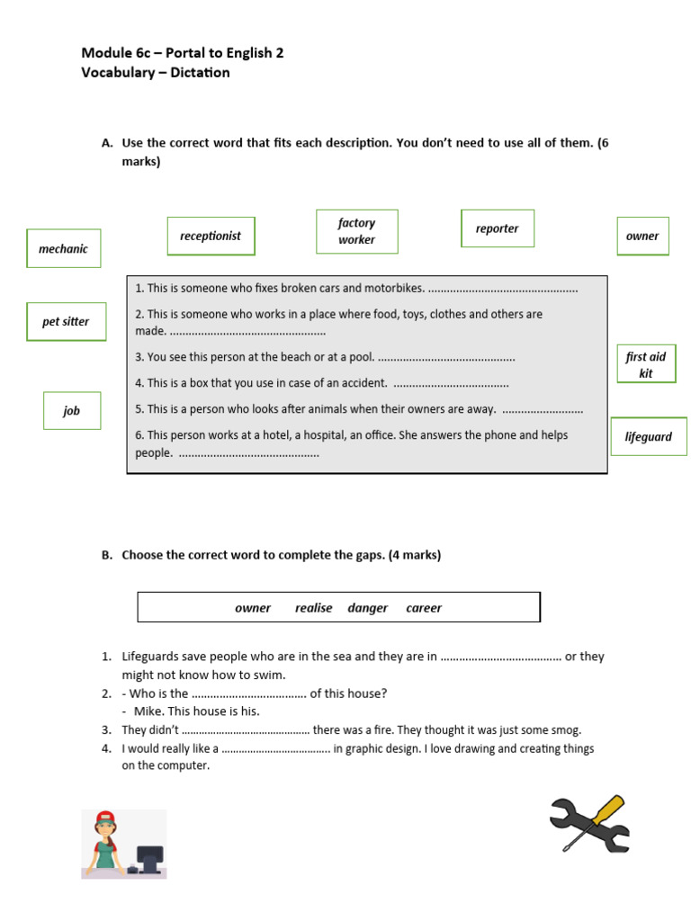 Portal To English 2 Worksheet 2 Lesson 6c | PDF