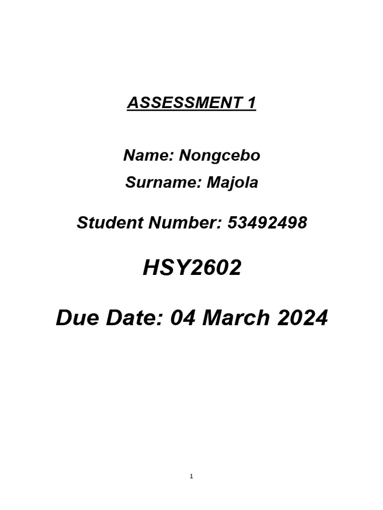 Hsy2602 Assignment 1 | Download Free PDF | Slavery | Atlantic Slave Trade