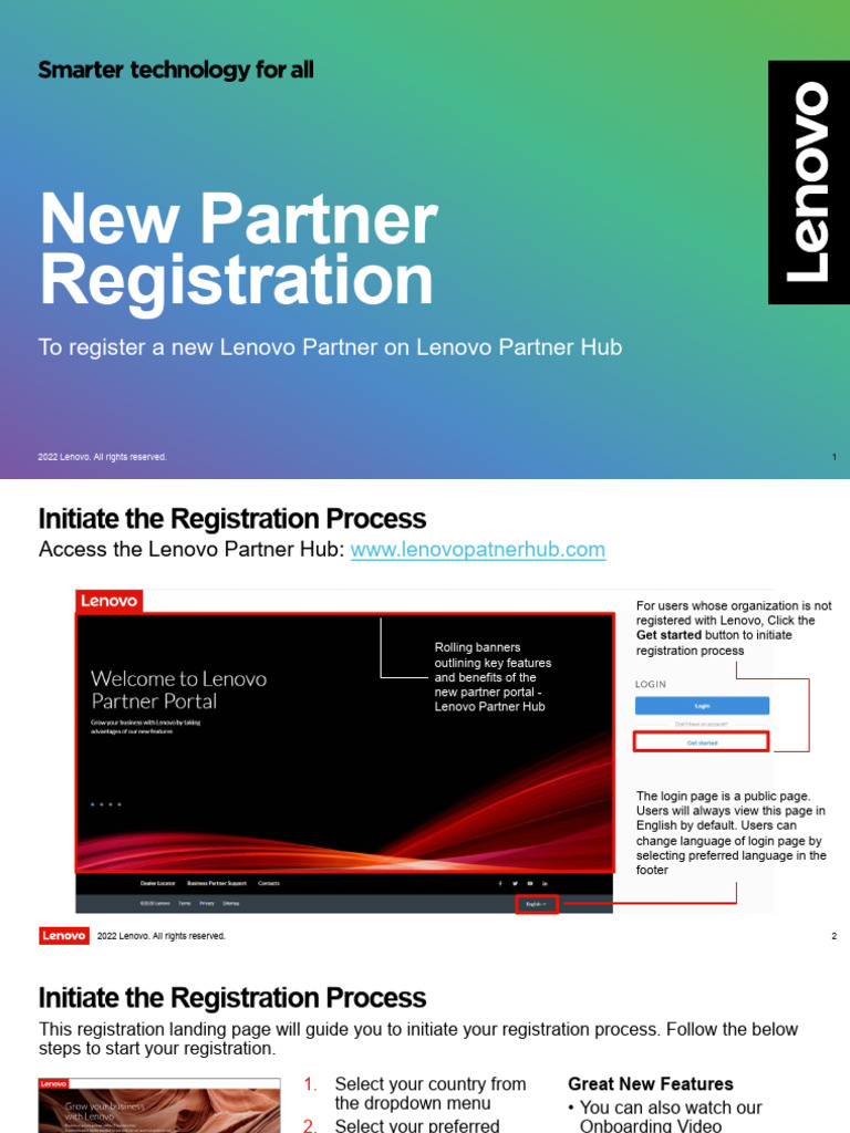Lenovo Partner Hub - New Partner Registration | PDF | Login | Computing