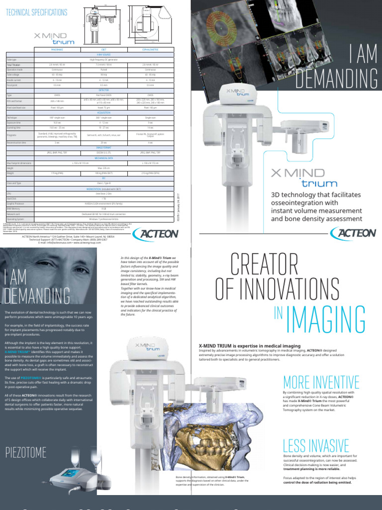 Acteon XMIND Trium 3D Xray Brochure | PDF | Dental Implant | Medical ...