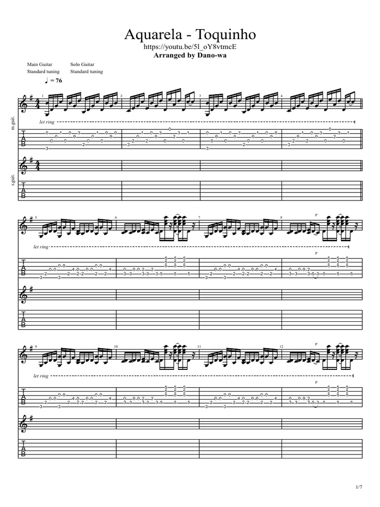 Aquarela Toquinho Two Tracks | PDF | Guitar Family Instruments | Irish ...