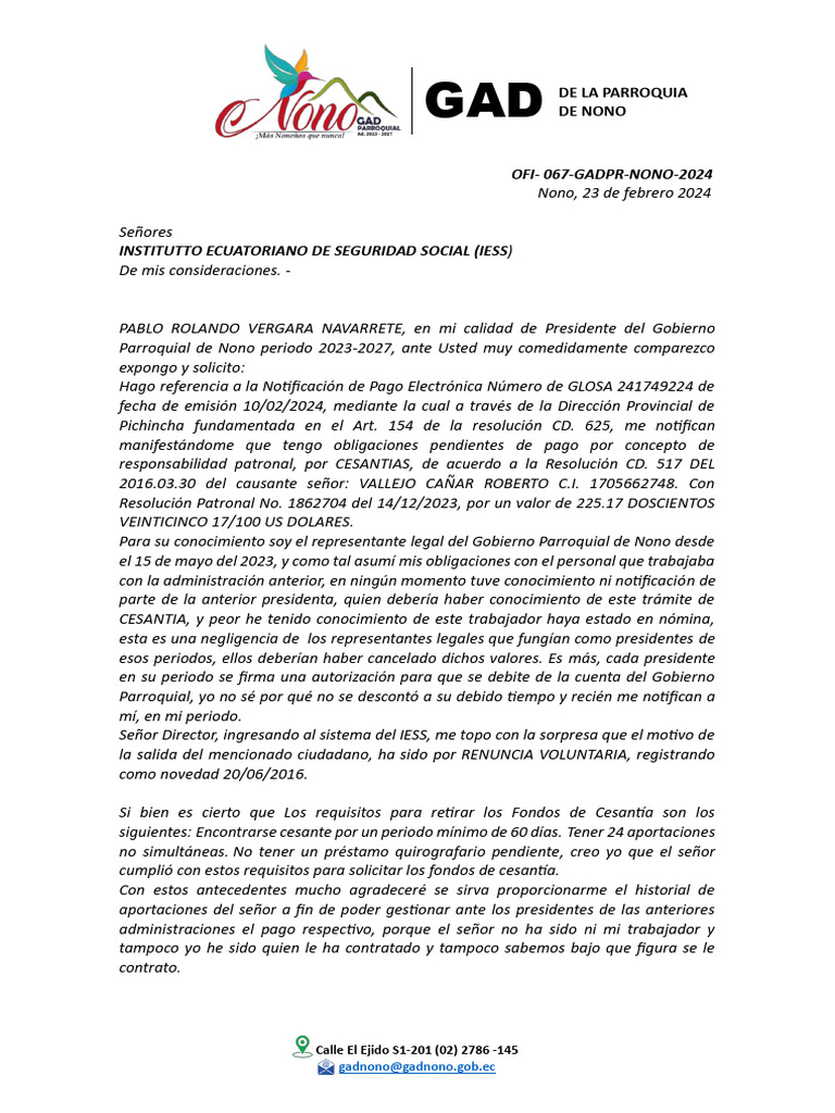 Oficio N.059-Iess 2024 | PDF | Gobierno