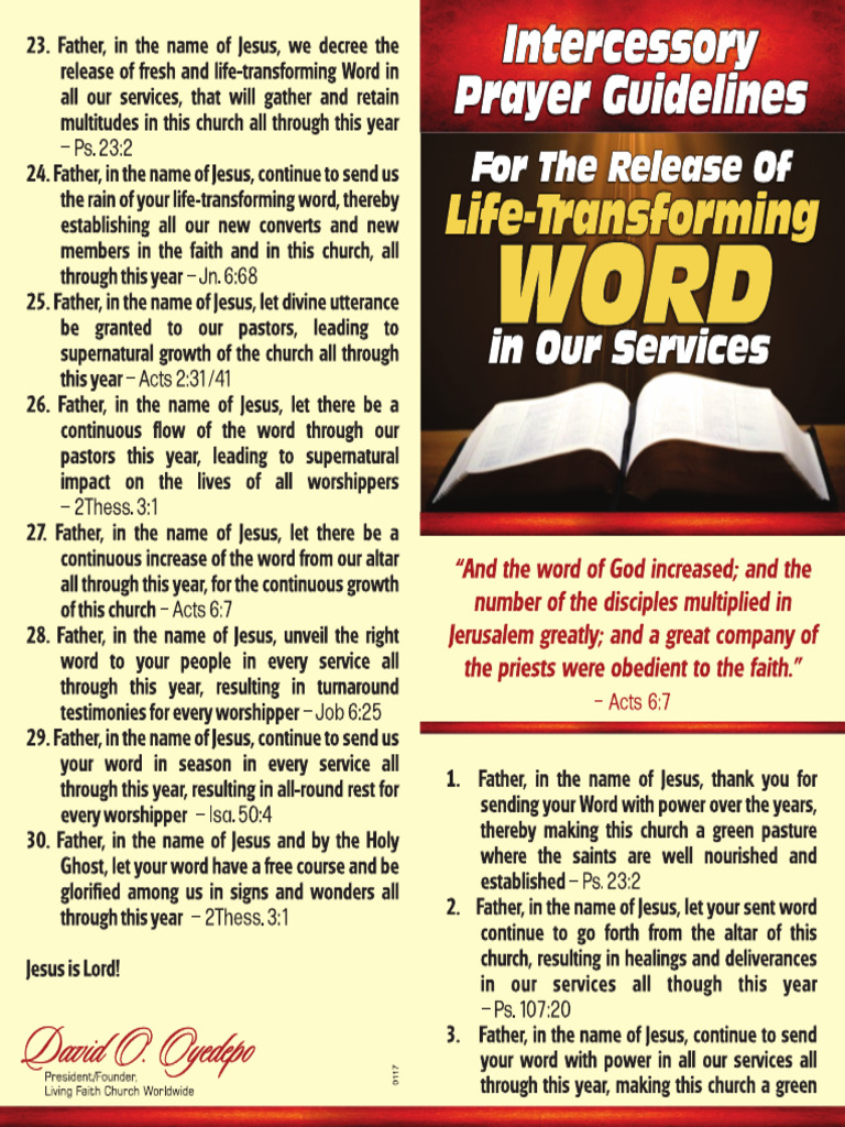 Intercessory Prayer Guidelines For Life Transforming Word in Our Services HM | PDF