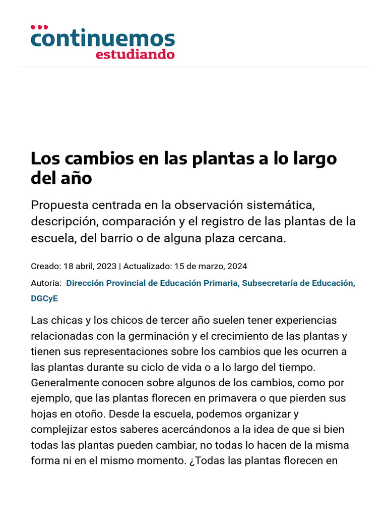 Los Cambios en Las Plantas A Lo Largo Del Ano - Continuemos Estudiando ...