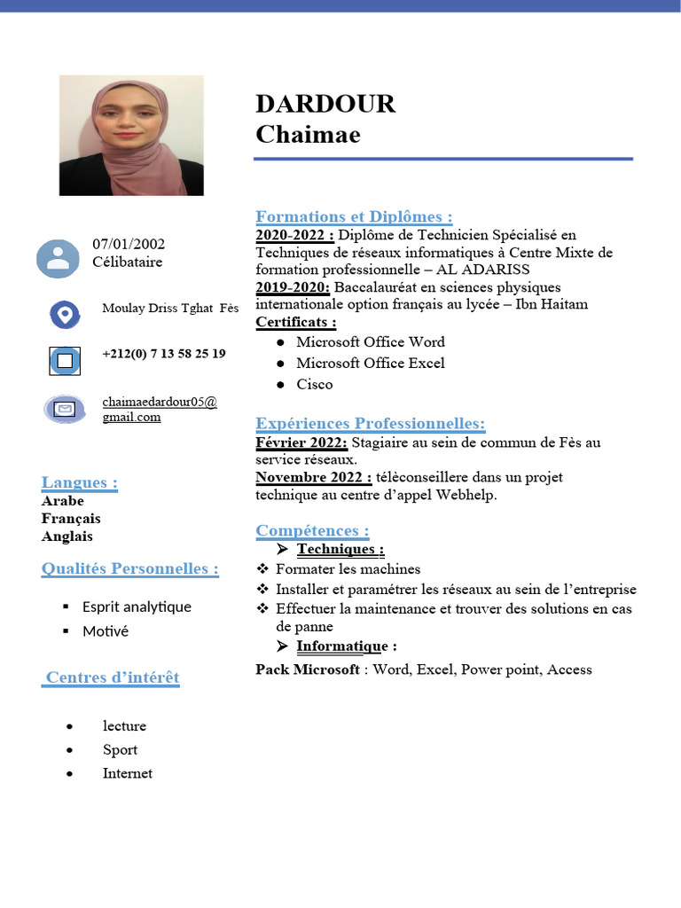 CV Finale de Chaimae | PDF