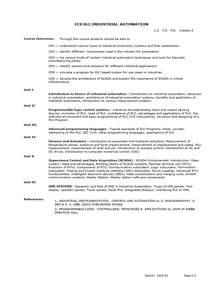 FRM Course Syllabus IPDownload | PDF | Programmable Logic Controller | Automation