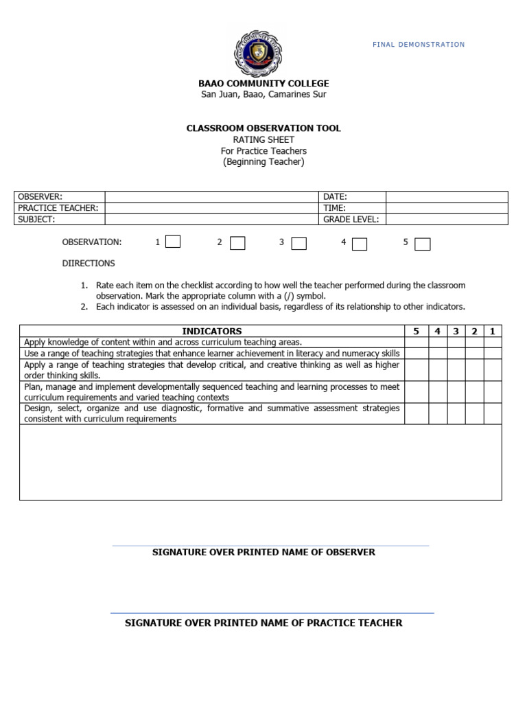 Final Demo Teaching | PDF | Educational Assessment | Teachers