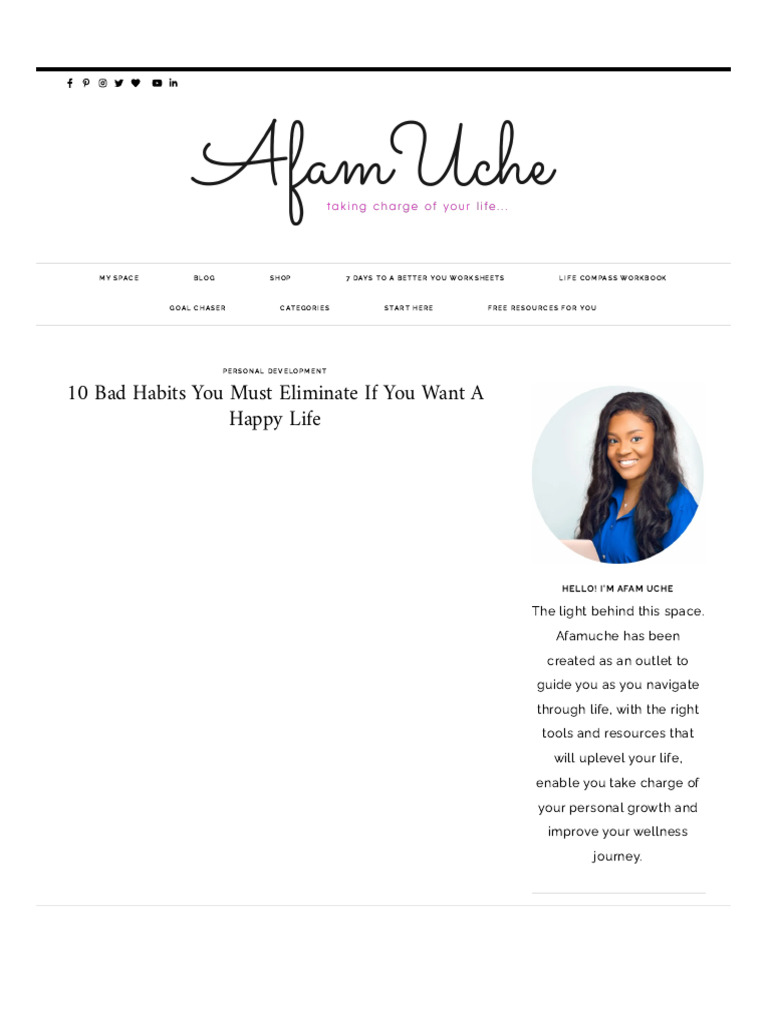 10 Bad Habits You Must Eliminate If You Want A Happy Life - Afam Uche ...