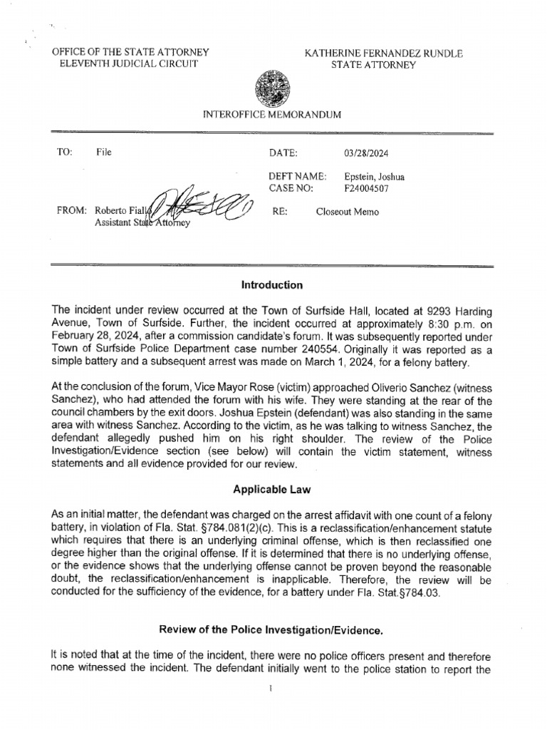 Epstein Close Out Memo | PDF
