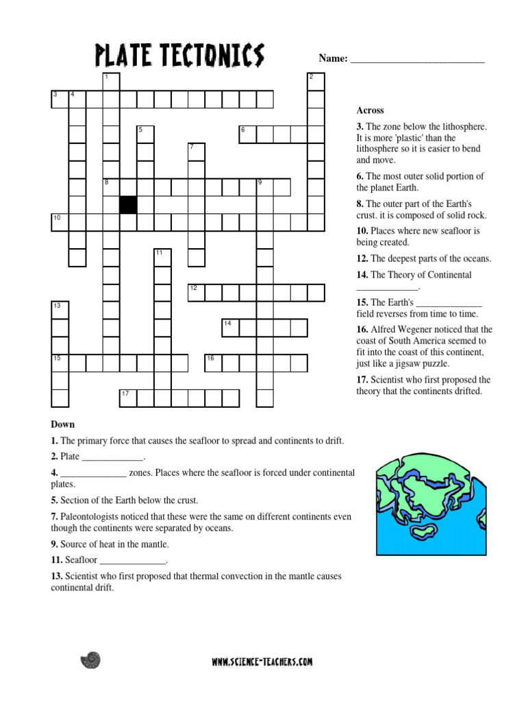Plate Tectonics Crossword Puzzle | PDF | Plate Tectonics | Terrestrial ...