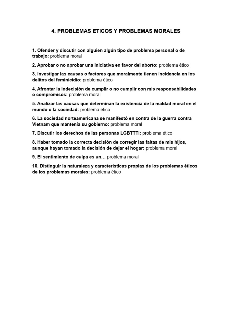 4 Problemas Eticos y Morales | PDF