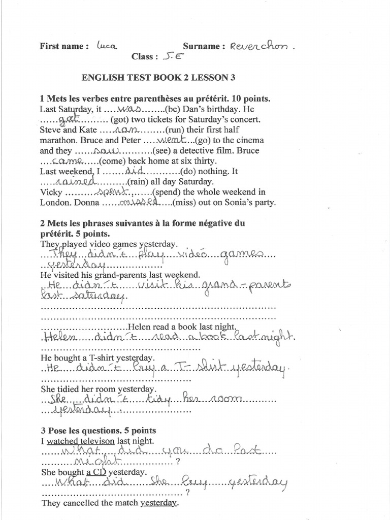 Devoirs Anglais | PDF