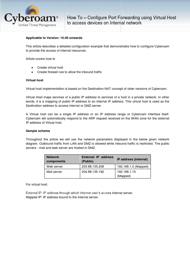 How To - Configure Port Forwarding Using Virtual Host To Access Devices On Internal Network ...