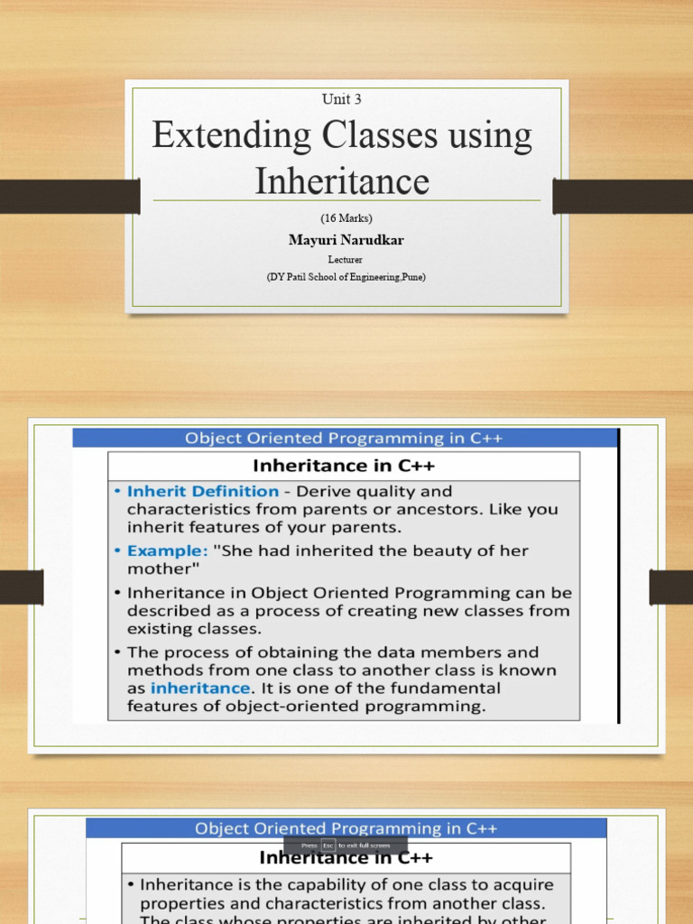 Extending Classes Using Inheritance Pdf