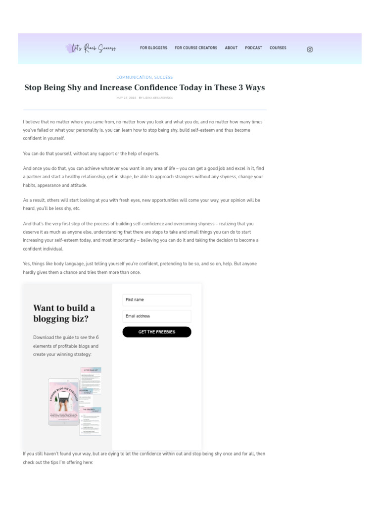 Boost Confidence and Overcome Shyness | PDF | Shyness | Behavioural ...