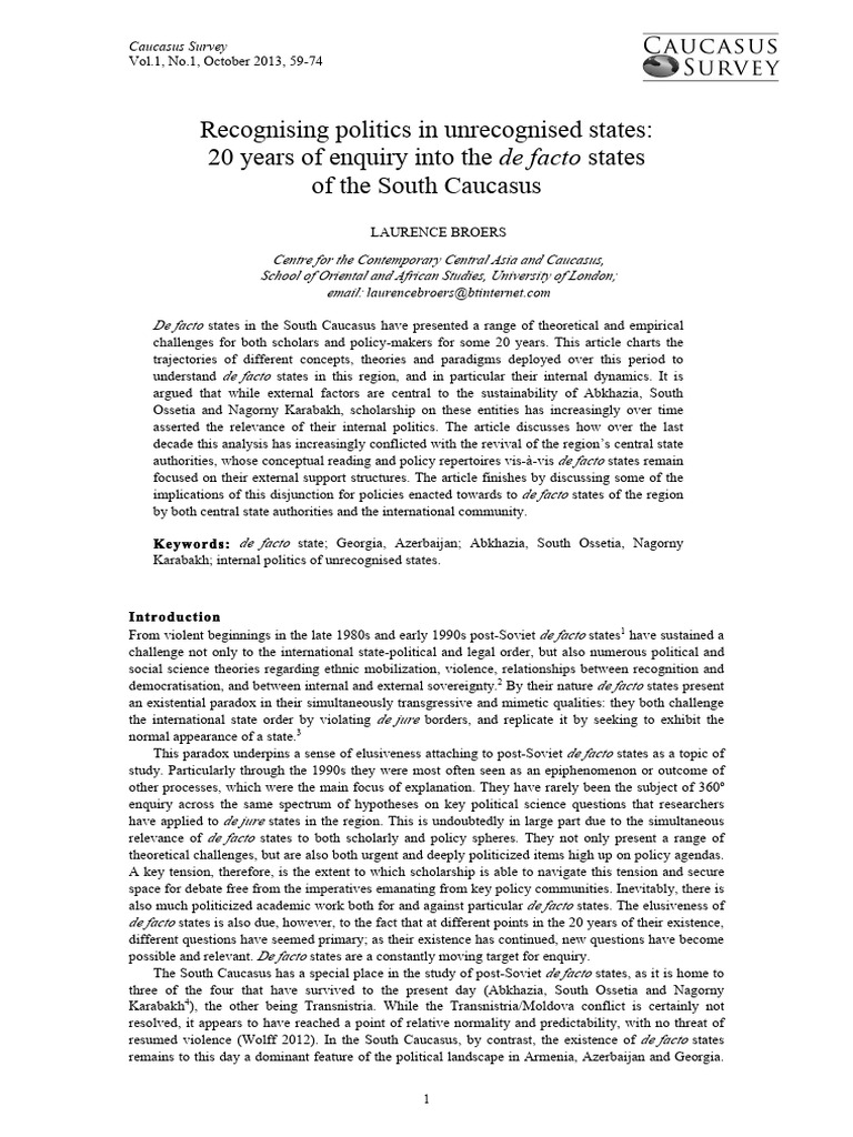 Recognising Politics in Unrecognised Sta | PDF | Georgia (Country) | Political Science