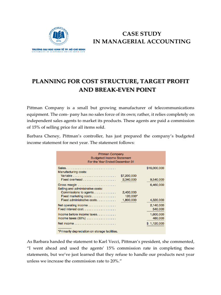 Case 1 - CVP Analysis | Download Free PDF | Sales | Business Economics