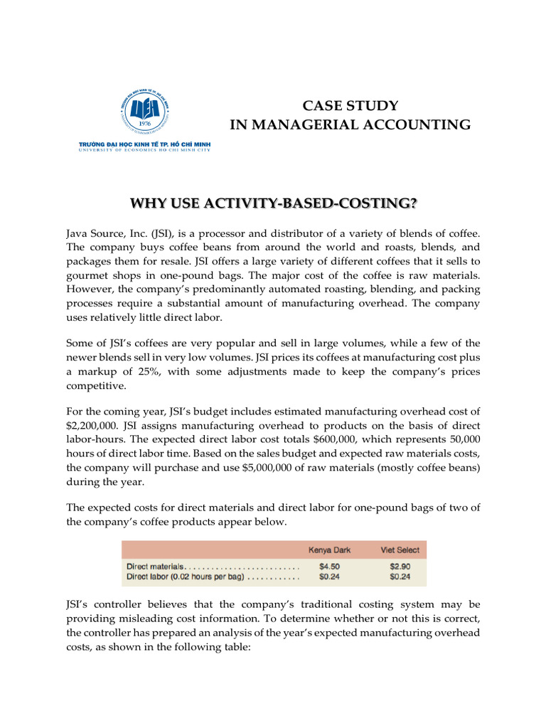 Case 3 - ABC Costing | PDF | Coffee | Business Economics