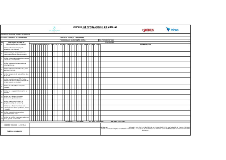 Checklist - Serra - Circular Manual | PDF