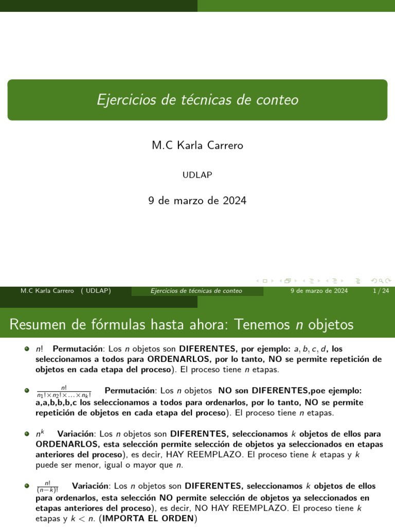 Técnicas de Conteo | PDF | Combinatoria | Matemáticas discretas