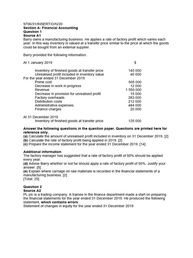 9706 31 Insert o N 20 | PDF | Inventory | Dividend