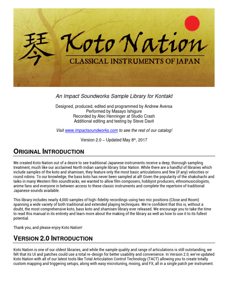 Koto Nation V2 Manual | PDF | String Instruments | Harmonic