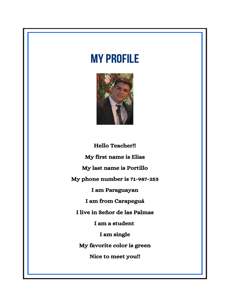 Student Profile of Elias Portillo | PDF