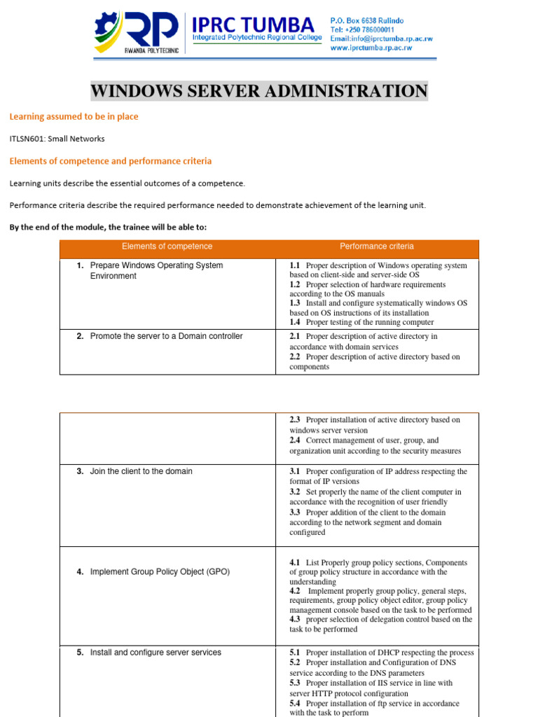 Note-Windows Server Administration | PDF | Active Directory | Computer Network