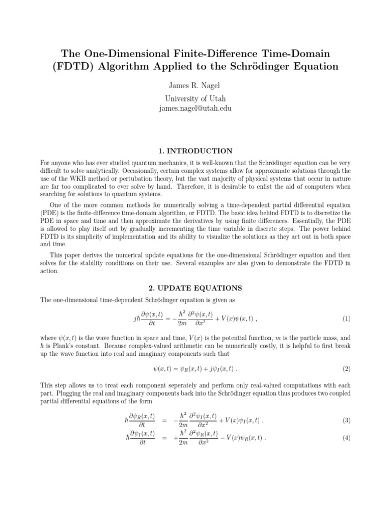 Schrodinger FDTD | PDF | Partial Differential Equation | Schrödinger Equation