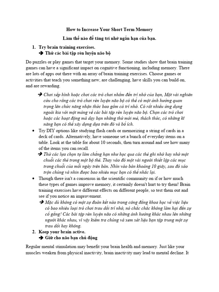 How To Increase Your Short Term Memory | PDF