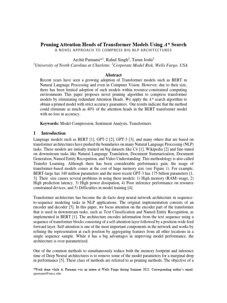 Pruning Attention Heads of Transformer Models Using A Search | PDF | Applied Mathematics ...