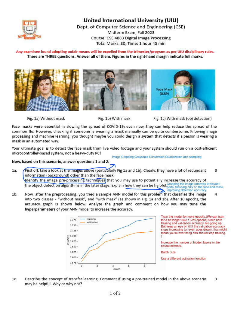 DIP Sample Midterm Question - Fall 2023 - Lec Raiyan | PDF | Pixel ...