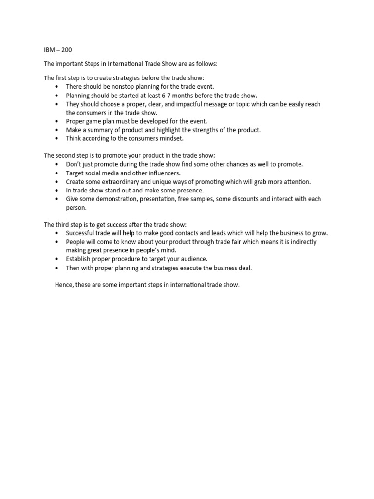 IBM 200 Trade Show | PDF
