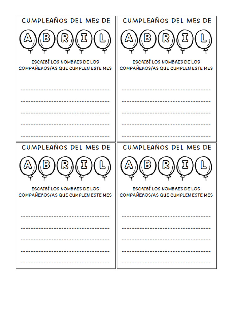 Lista Cumples Abril | PDF