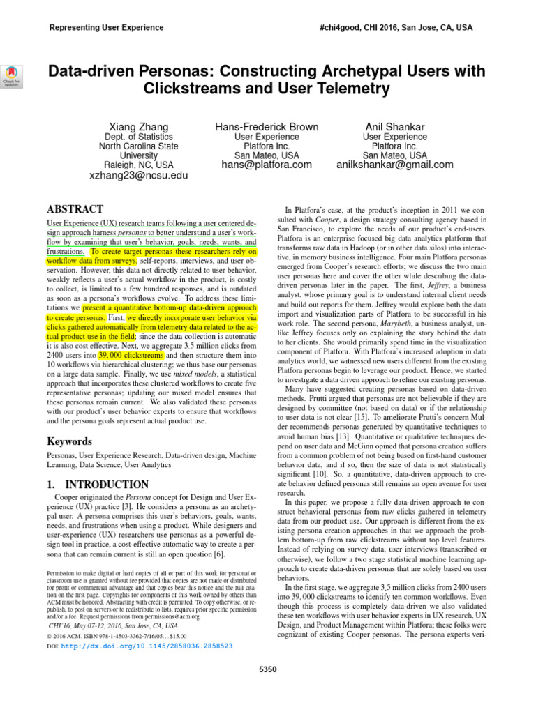 Data-Driven Personas: Constructing Archetypal Users With Clickstreams and User Telemetry | PDF ...