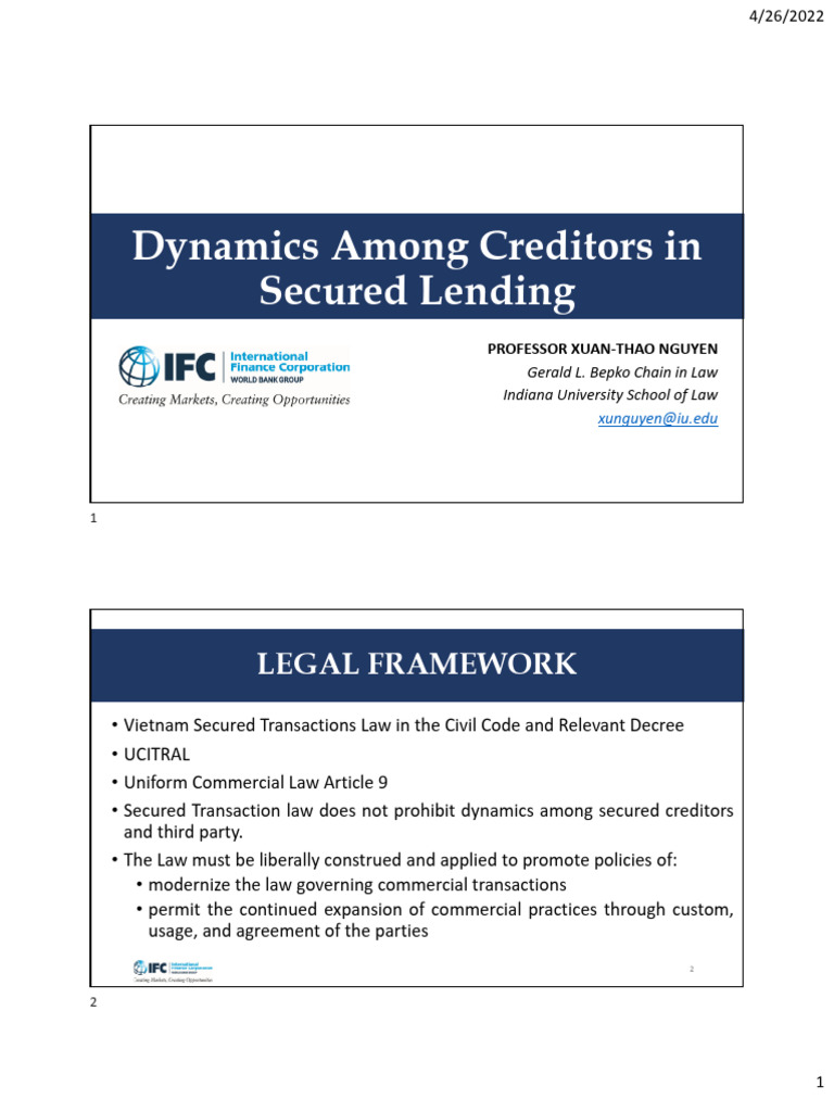 Dynamics Among Creditors in Secured Lending Updated | PDF | Security Interest | Loans