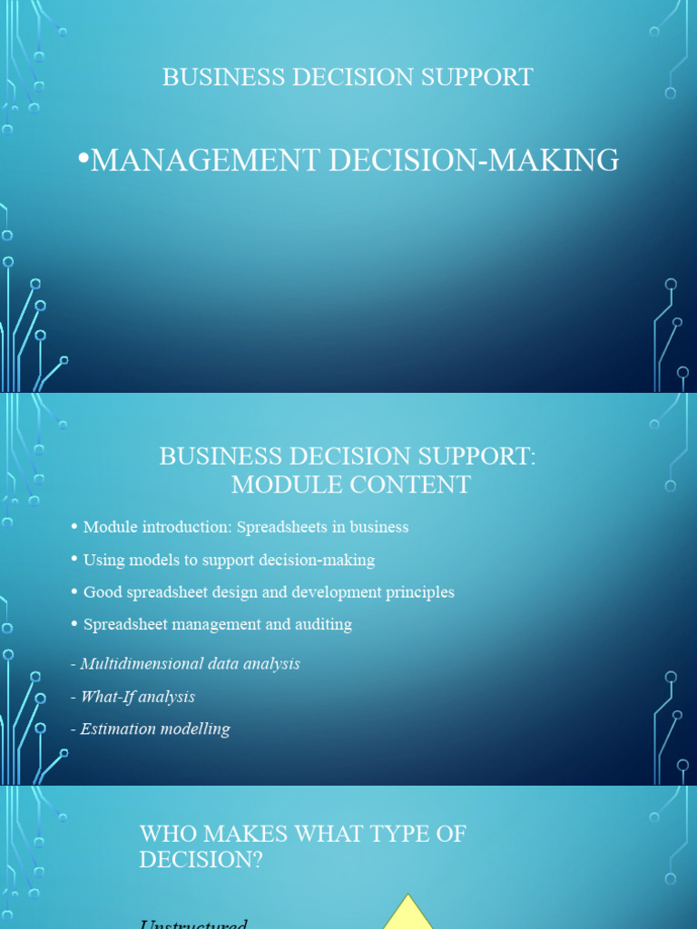 Business Decision Support with Spreadsheets | PDF | Data Analysis ...