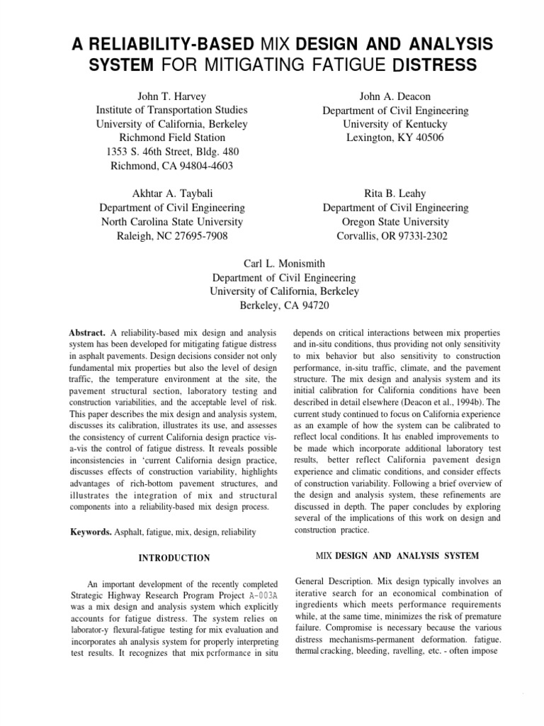 Reliability-Based Mix Desig | PDF | Variance | Road Surface Reliability-Based Mix Desig | PDF | Variance | Road Surface