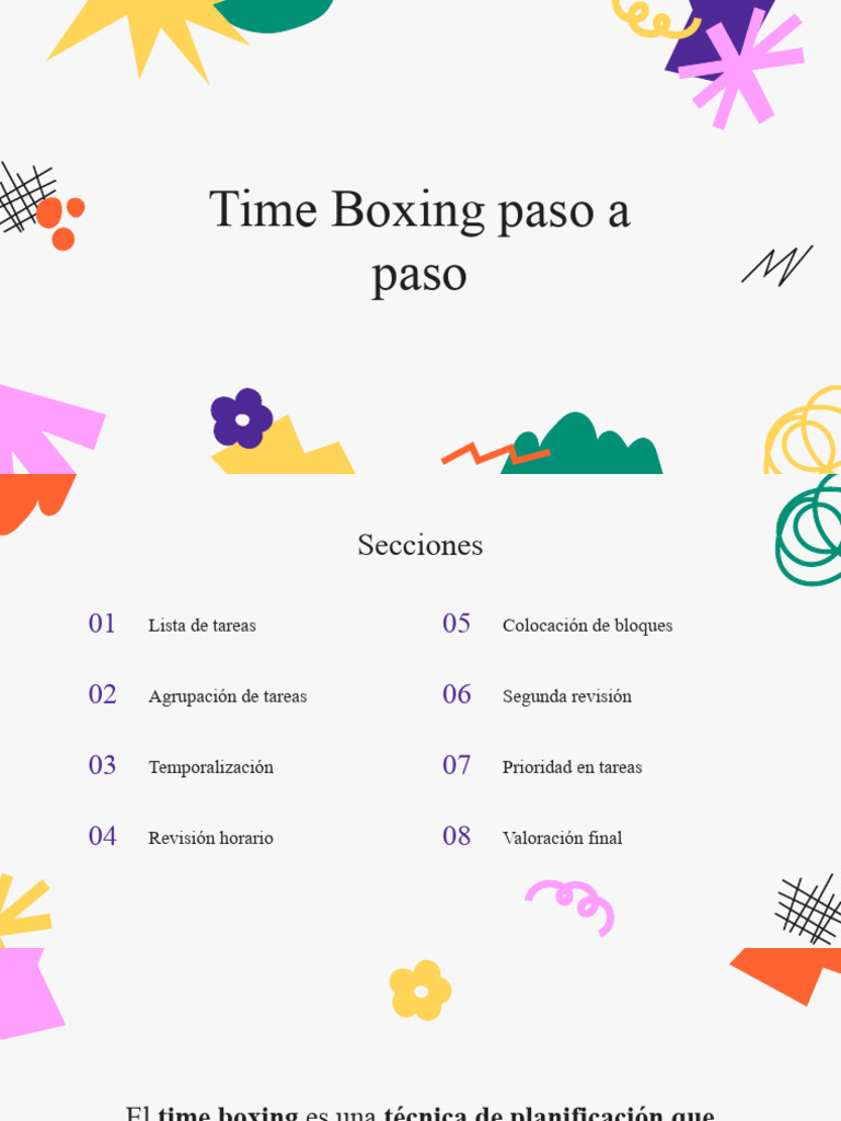 ES Time Boxing Step by Step by Slidesgo | PDF